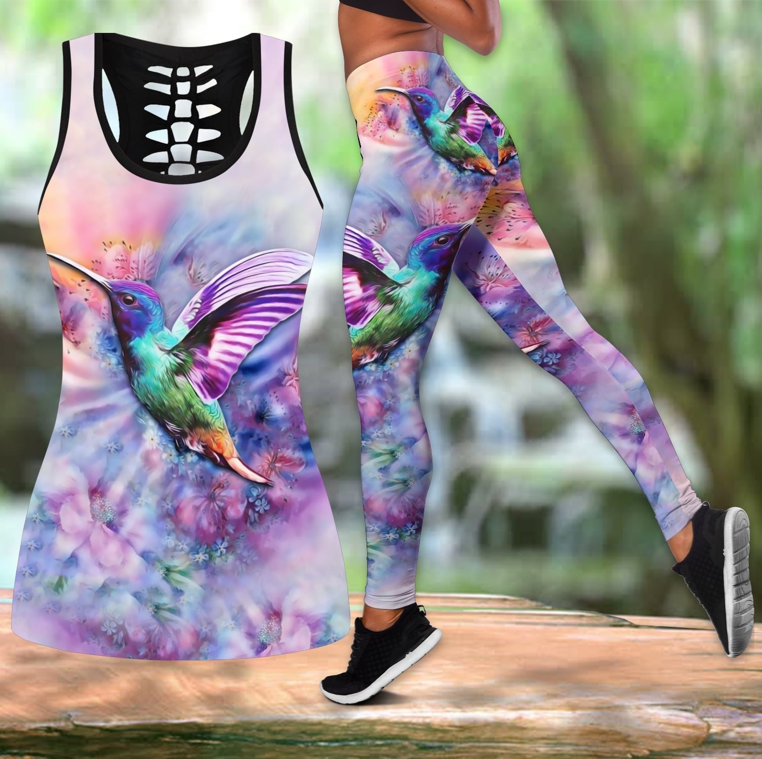 Hummingbird Art Combo Legging Tank Top For Women – Tmarctee